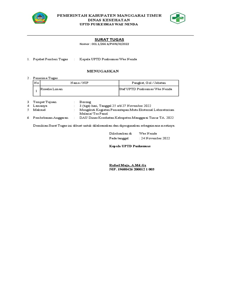 Contoh Surat Tugas | PDF