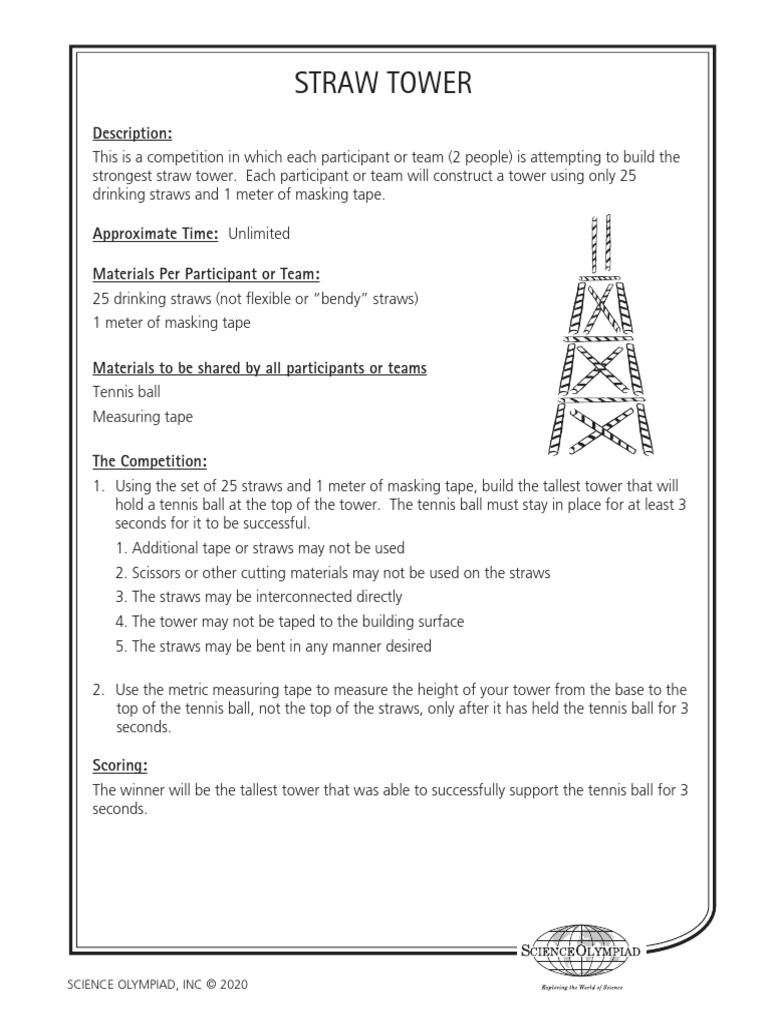 StrawTower_ElemScienceOlympiad_Copyright2020 | PDF