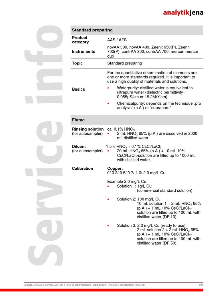 Guideline Standard Preparation AAS en | PDF | Nitric Acid | Mercury ...