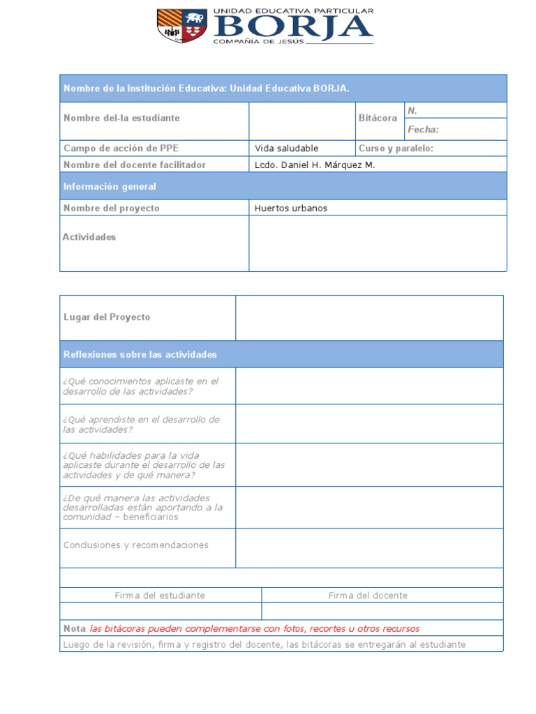 Formato Bitácora | PDF