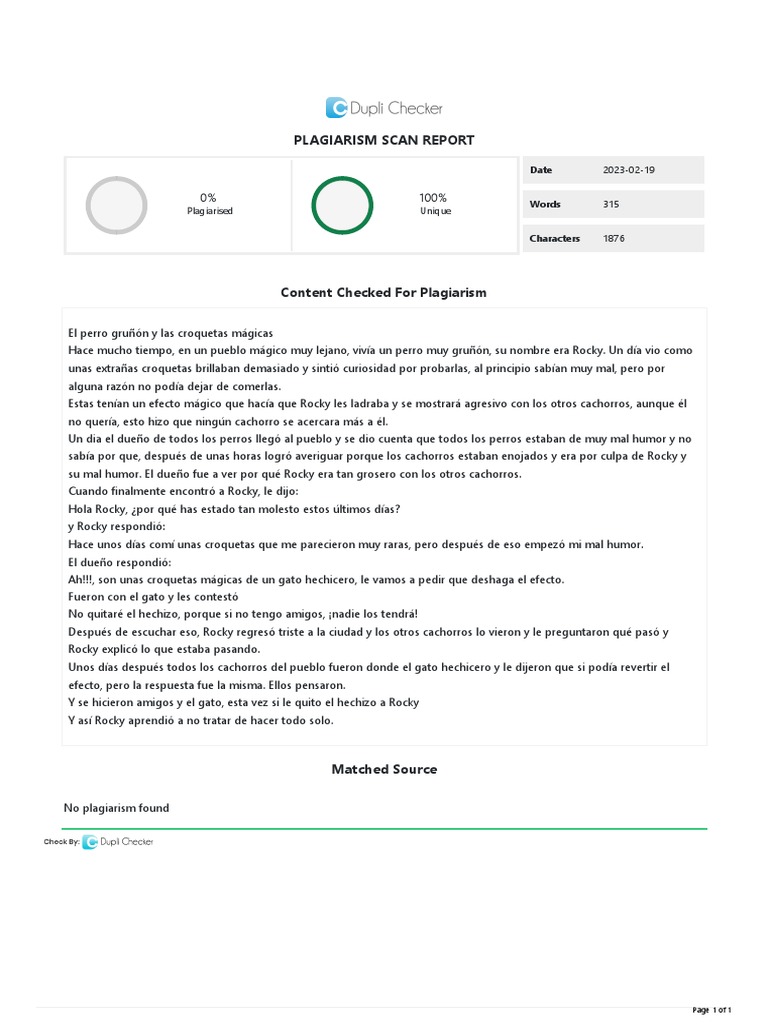Duplichecker Plagiarism Report PDF | PDF