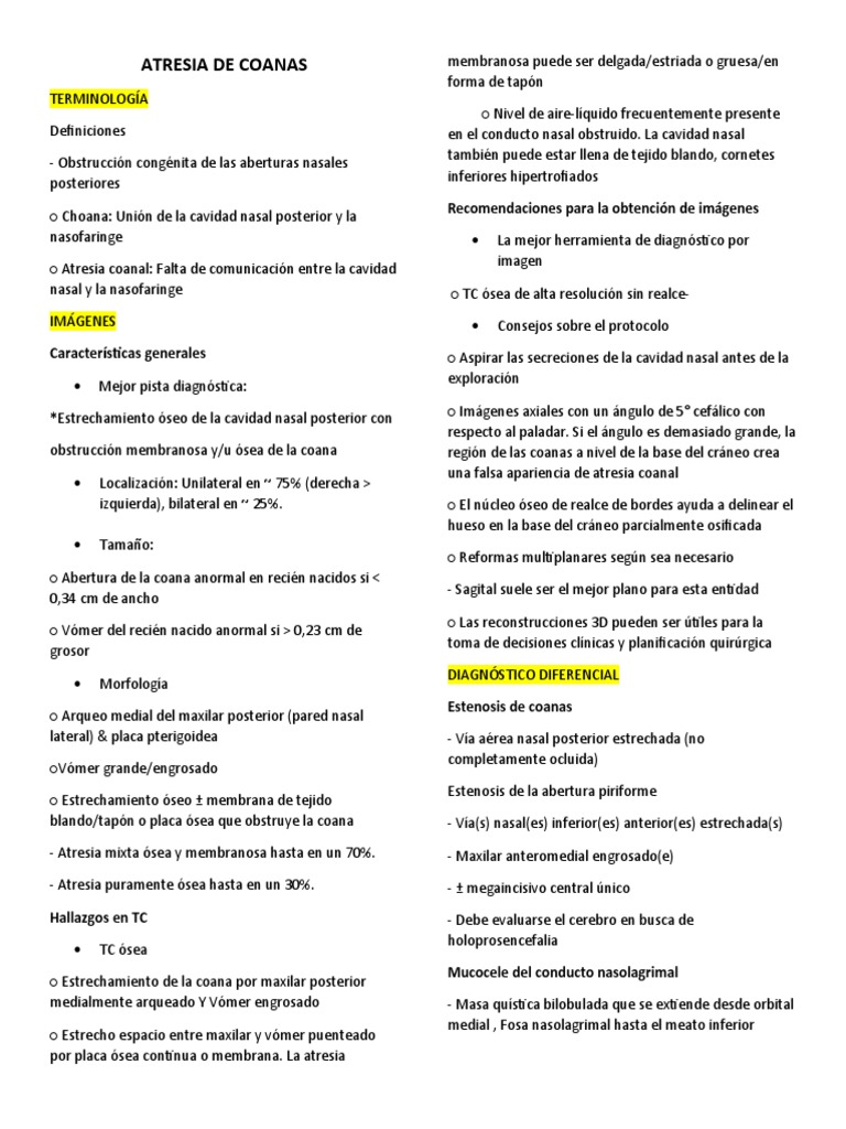 Atresia de Coanas | Descargar gratis PDF | Cráneo | Cabeza y cuello humanos