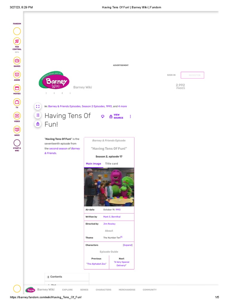 Having Tens of Fun! - Barney Wiki - Fandom | PDF