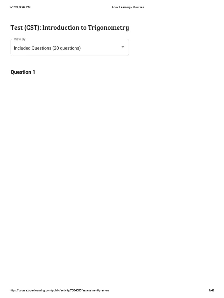 Test (CST) : Introduction To Trigonometry: Included Questions (20 ...