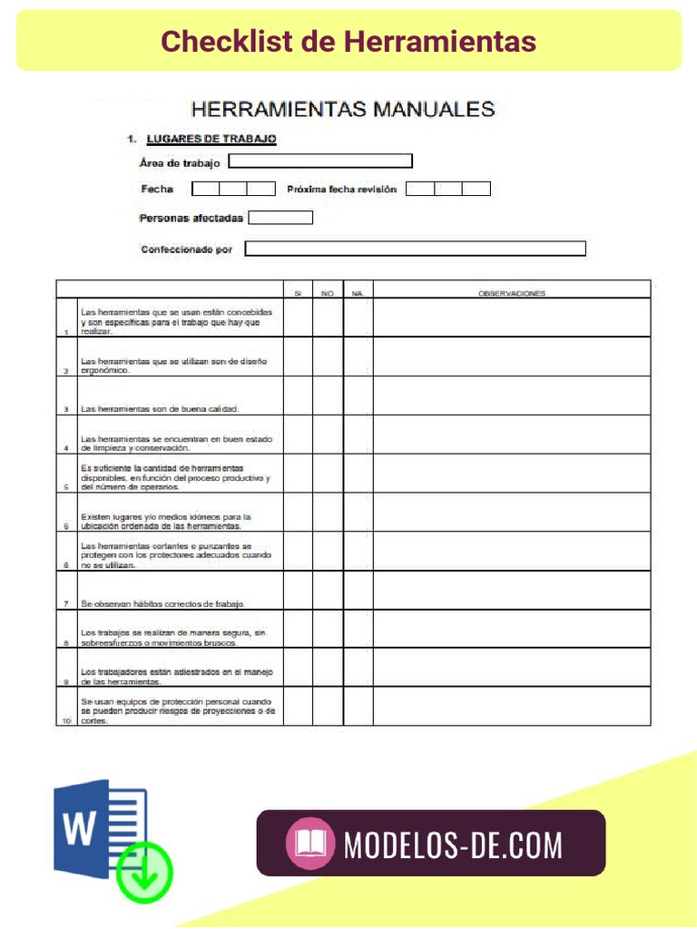 Checklist de Herramientas | PDF