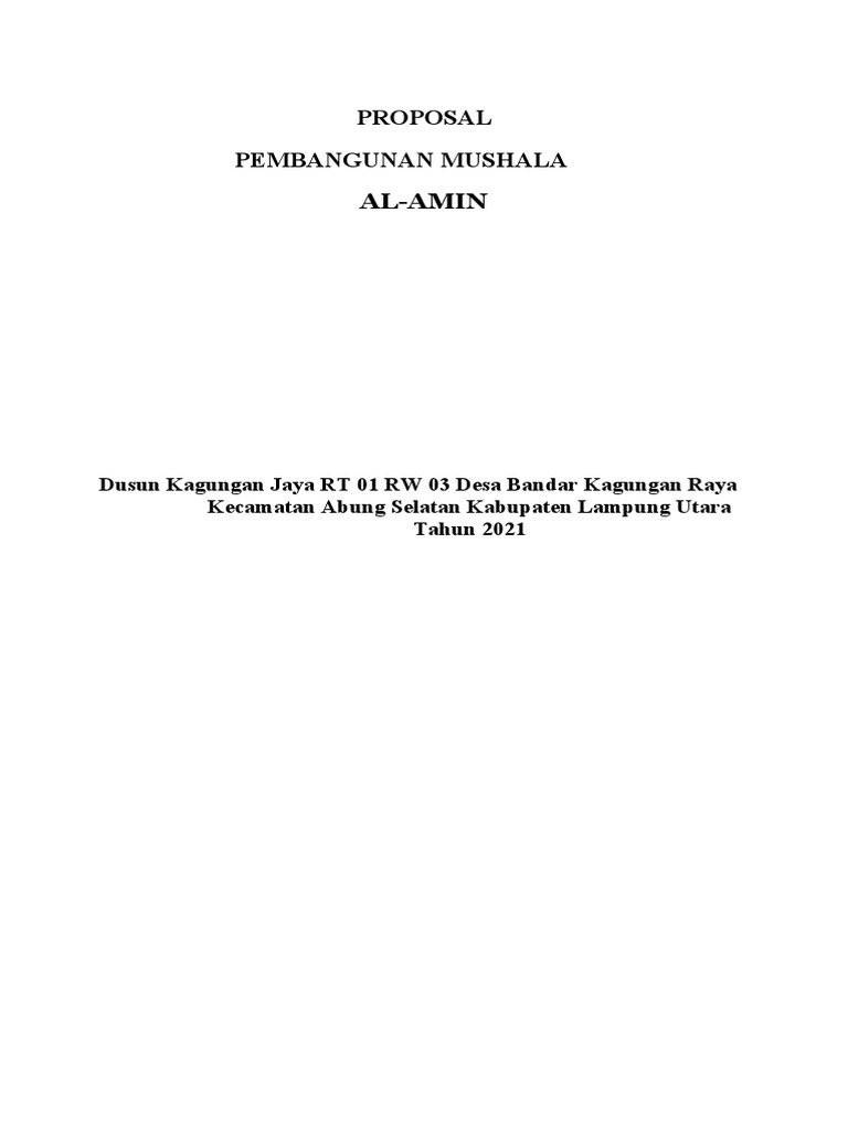 Prpposal Mushola Al Amin | PDF