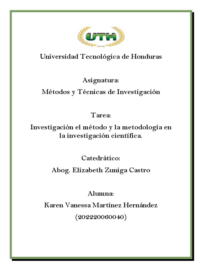 El Metodo y La Metodologia en La Investigacion Cientifica. | PDF | Método científico ...