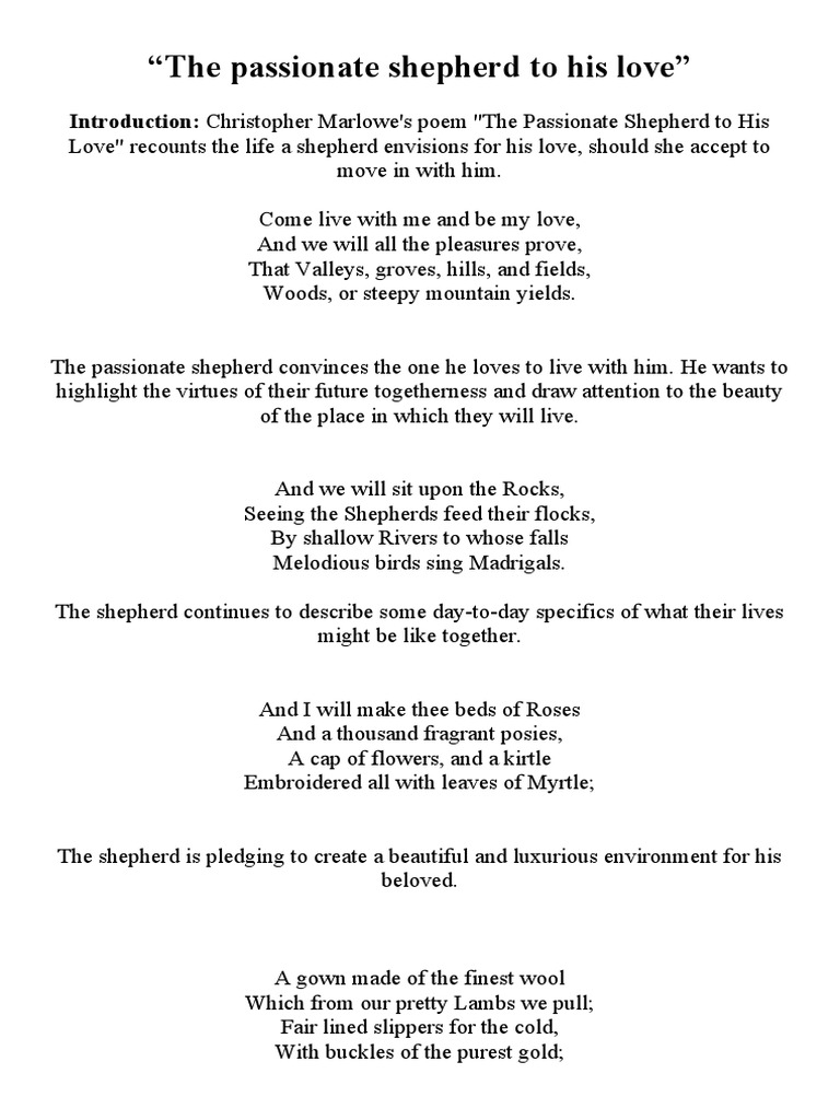 The Passionate Shepherd To His Love (Script) | PDF | Poems | Poetry