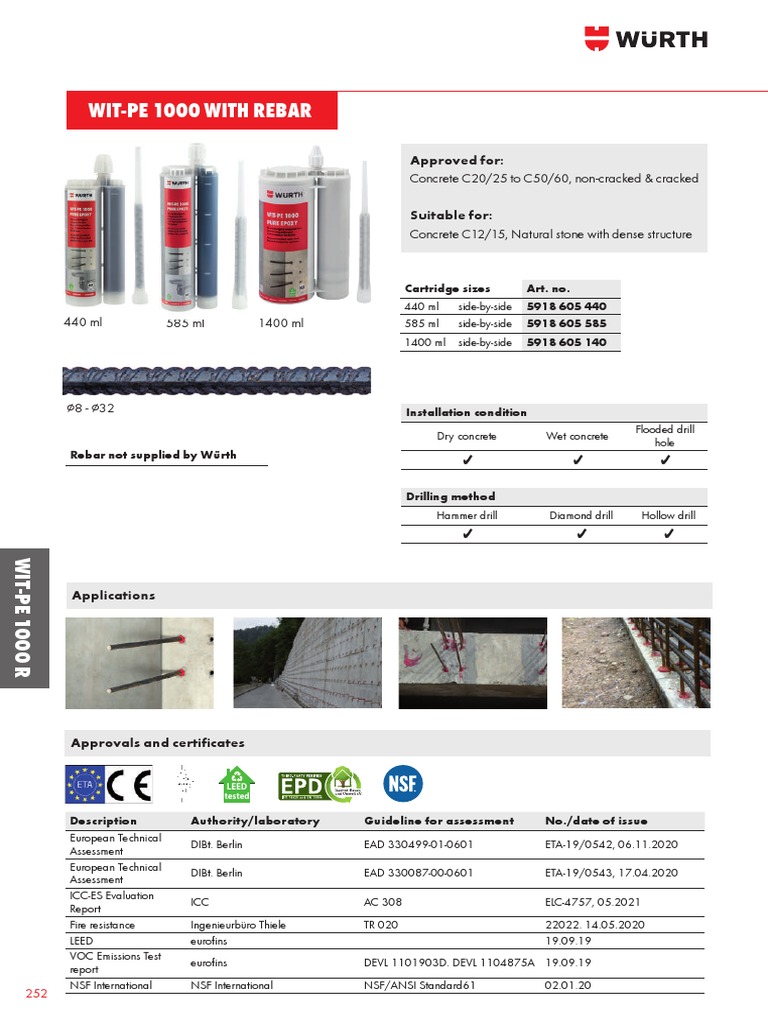 Ficha Técnica WIT-PE 1000 para Varillas de Construcción. | PDF | Concrete | Building Materials
