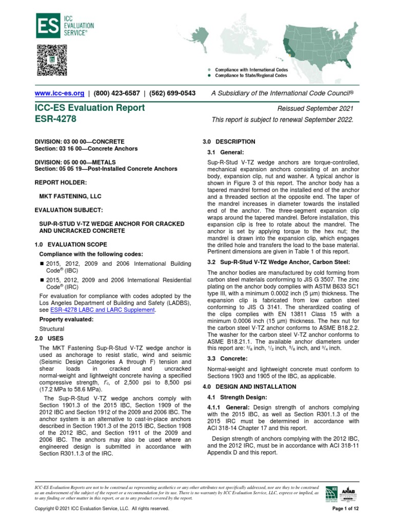 ICC-ES Evaluation Report ESR-4278: A Subsidiary of The International ...