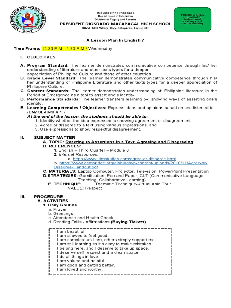 LESSON PLAN G7 AGREEMENT New | PDF | Learning