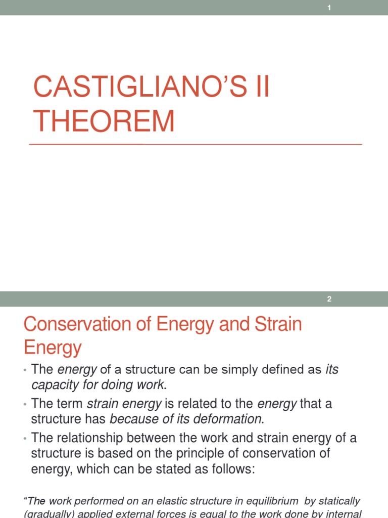 Castigliano's II Theorem | PDF | Bending | Beam (Structure)