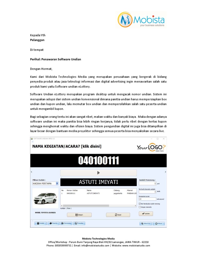 Penawaran Software Undian - 2022 | PDF