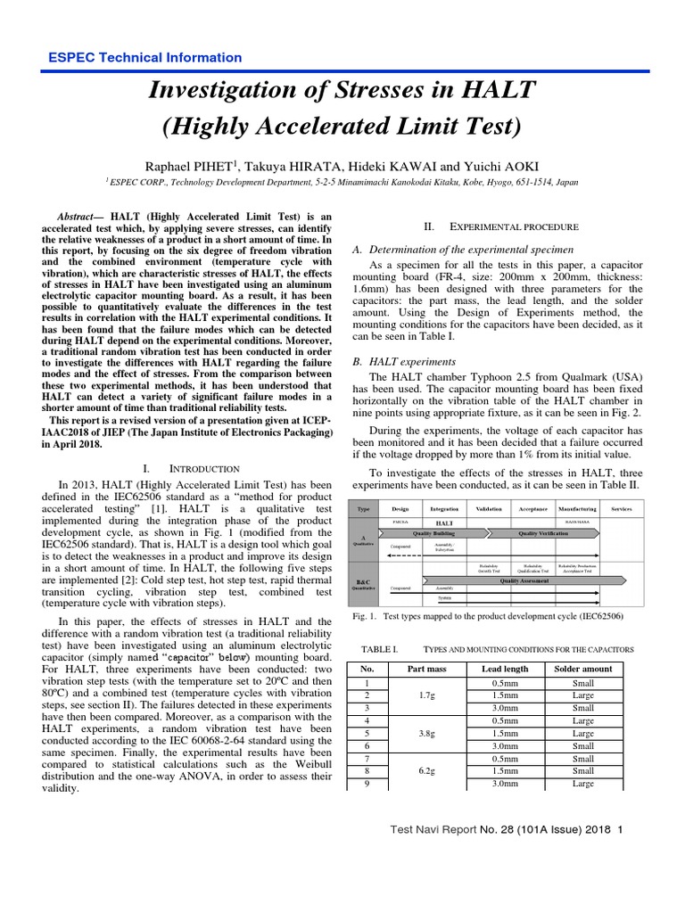 Investigation of Stresses in HALT (Highly Accelerated Limit Test) | PDF ...