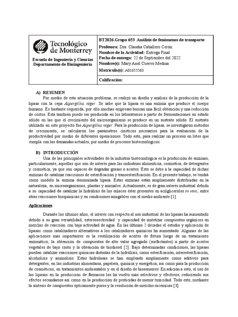 Reporte Escrito | PDF | Enzima | Esterilización (Microbiología)