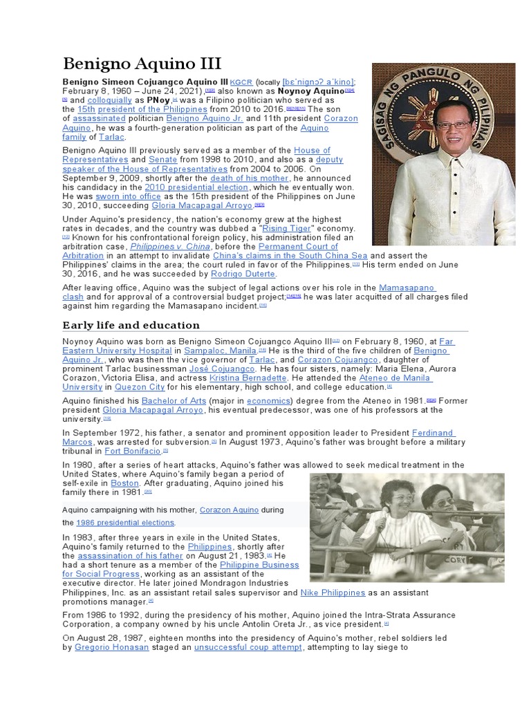 Benigno Aquino III | PDF | Benigno Aquino Iii | Philippines