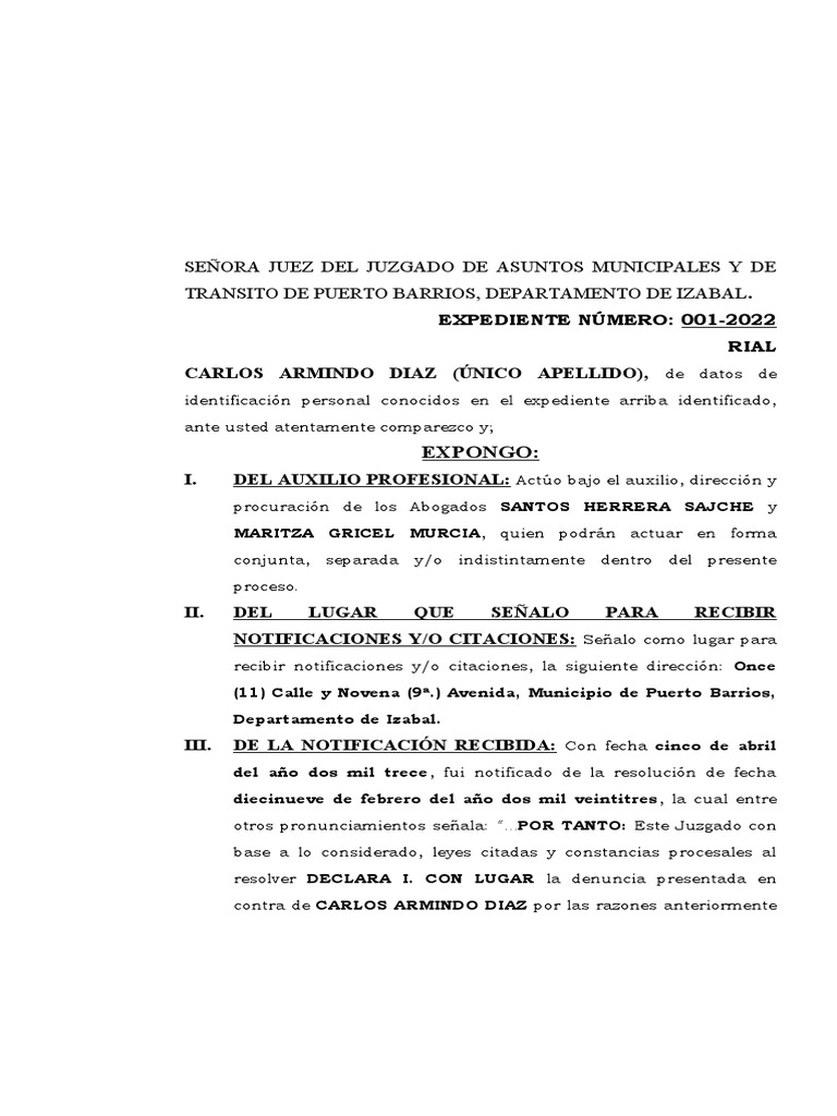 Recurso de Revocatoria - Carlos Armindo Diaz | PDF | Guatemala | Justicia