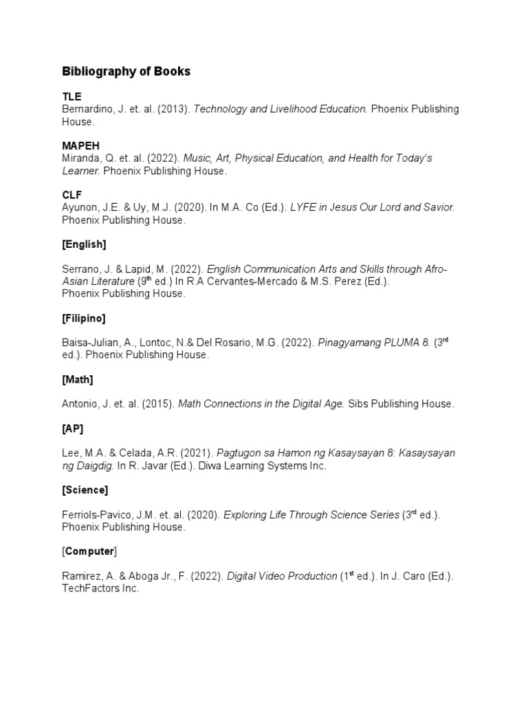 Bibliography of Educational Books | PDF