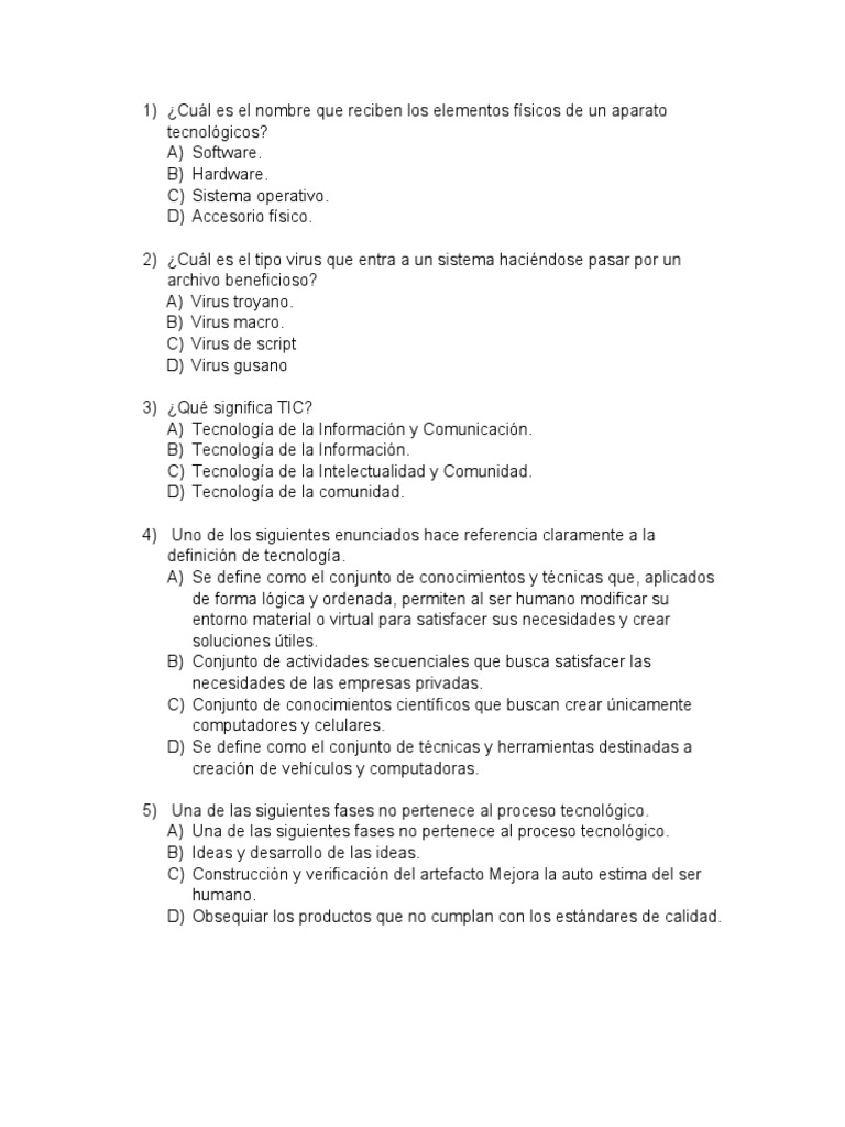 Preguntas Sobre Tecnologia | PDF