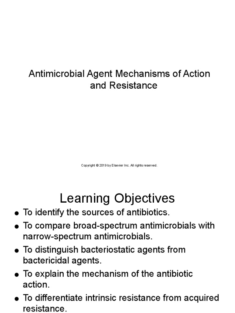 Antimicrobial Agent Mechanisms of Action and Resistance | PDF ...