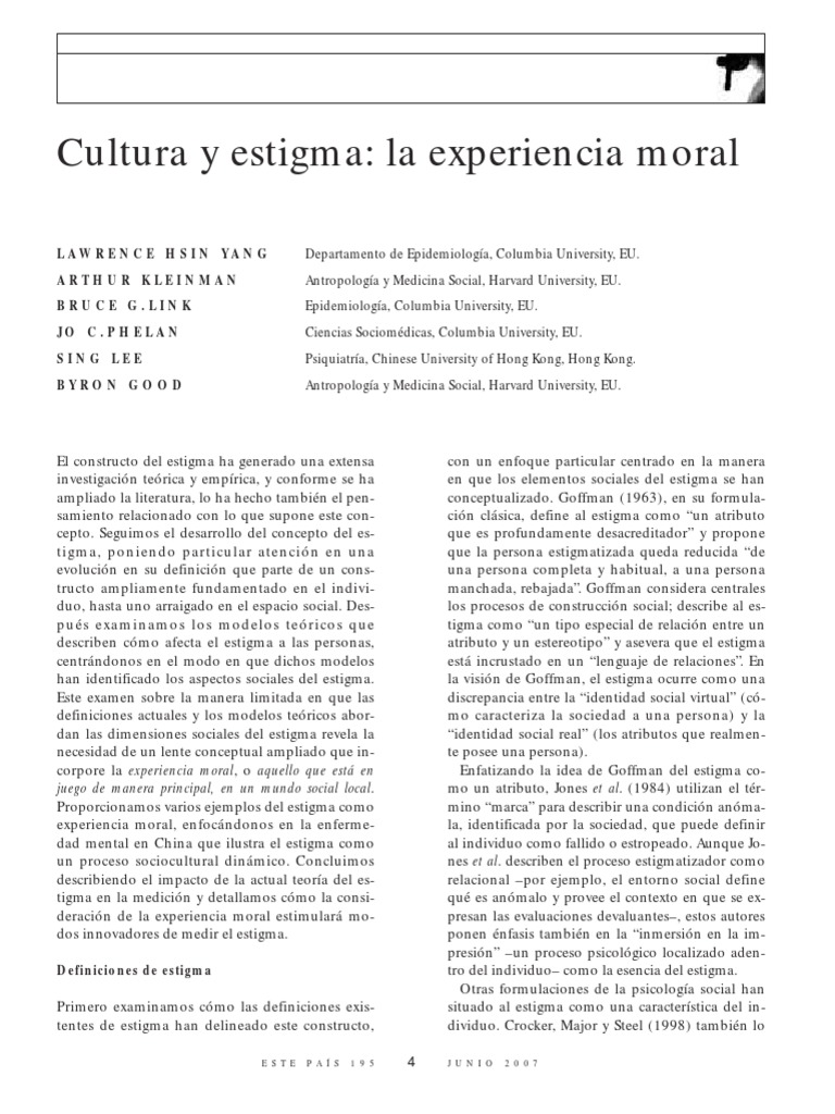 Cultura y Estigma | PDF | Estigma social | Mente