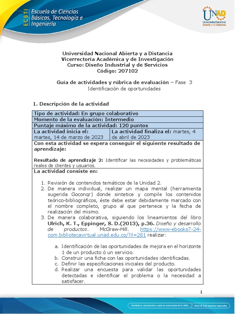 Guía de Actividades y Rúbrica de Evaluación - Unidad 2 - Fase 3 - Identificación de ...