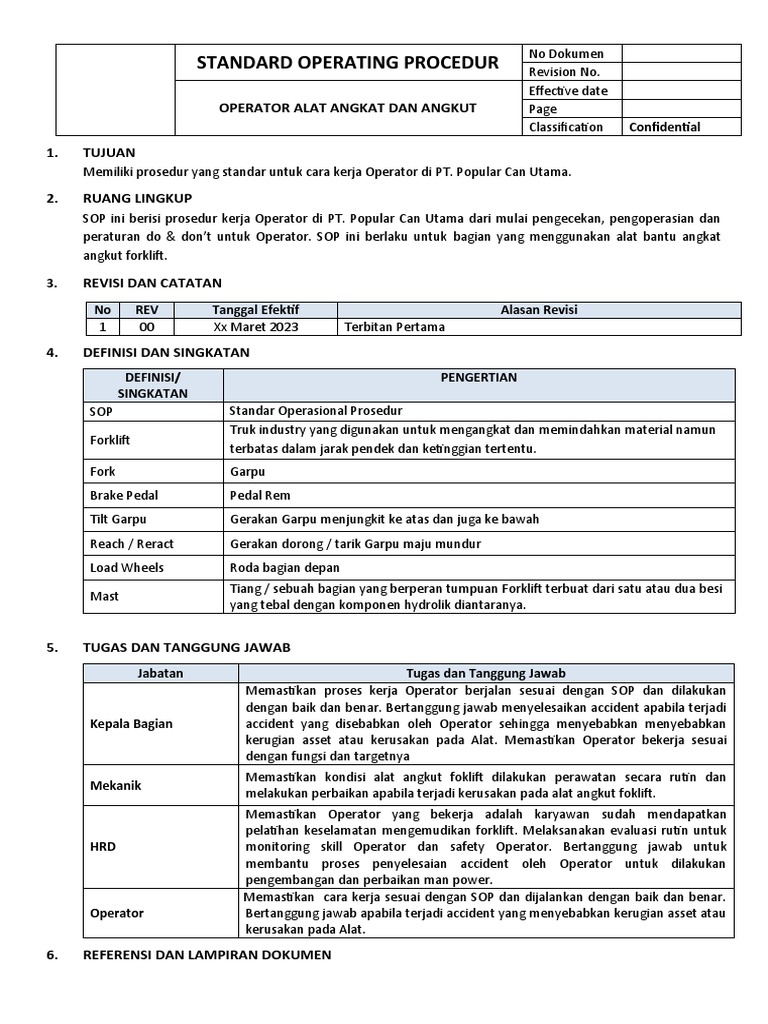Draft Sop Operator | PDF