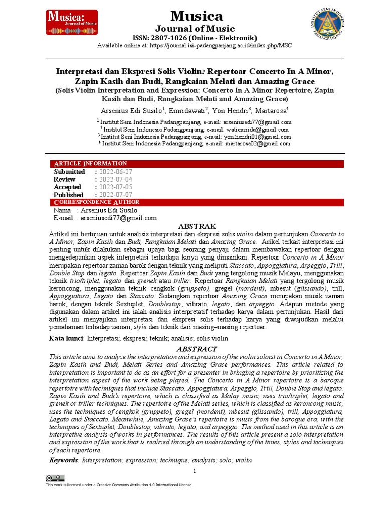 Interpretasi Solis Violin dalam Repertoar Musik | PDF | Ilmu Sosial | Kajian Bahasa Asing