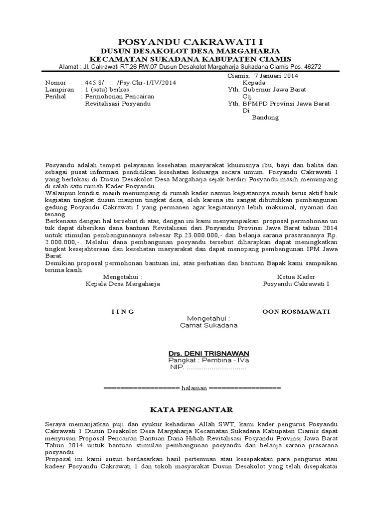 PROPOSAL PEMBANGUNAN POSYANDU | PDF