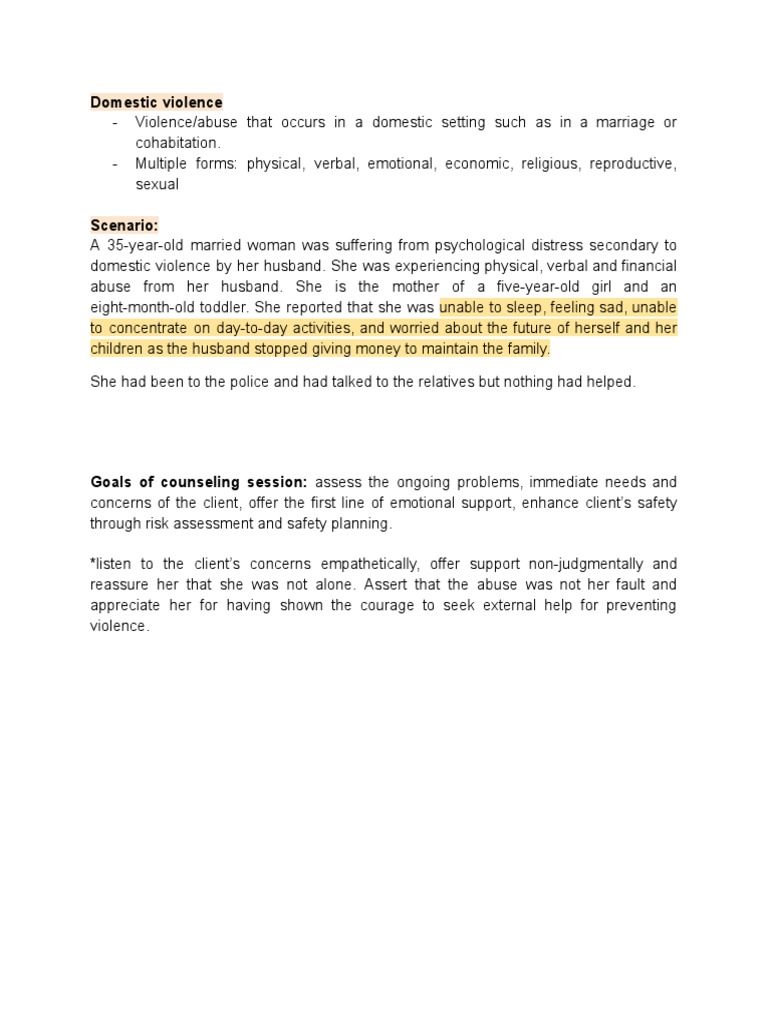 Domestic Violence Counseling Script | PDF | Domestic Violence | Violence