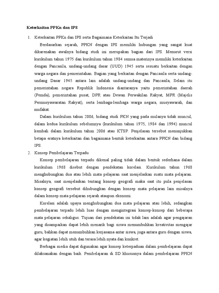 Keterkaitan PPKN Dan IPS | PDF