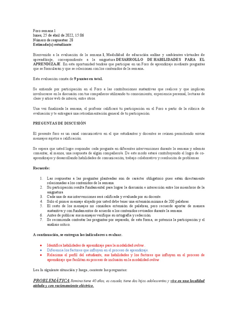 Foro de Aprendizaje: Semana 1 IACC | PDF | Evaluación | Aprendizaje