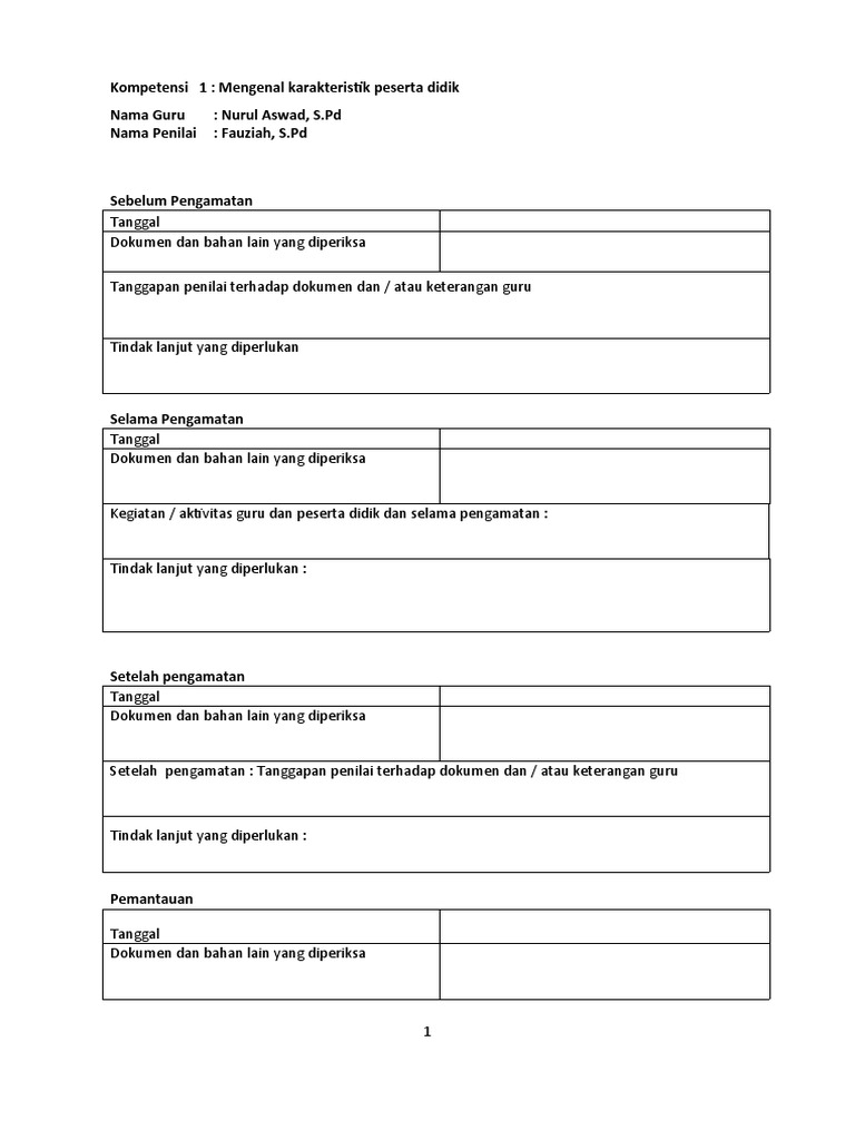 Format Pengamatan | PDF