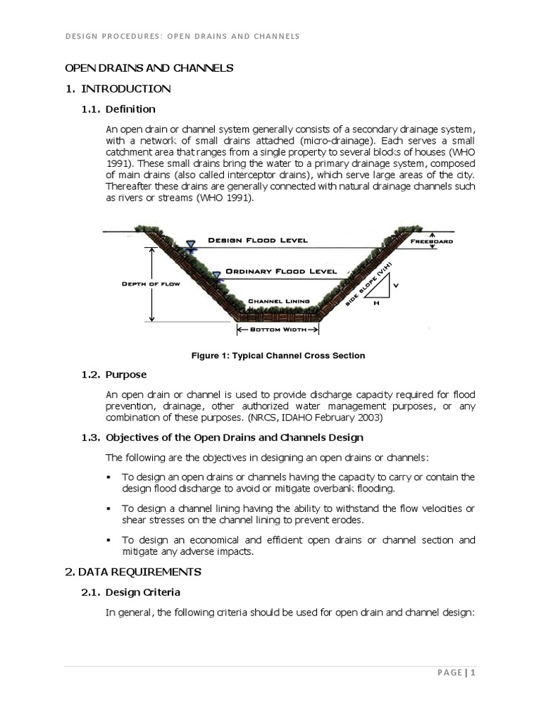 Open Drains and Channels Design | PDF