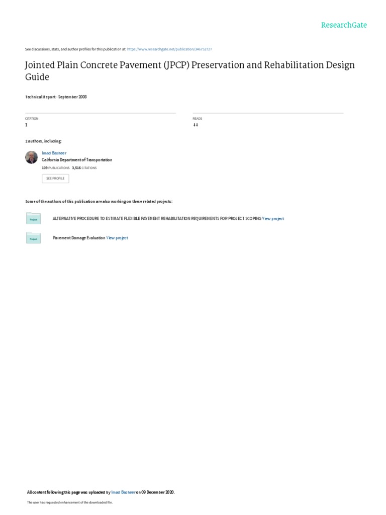 Jointed Plain Concrete Pavement (JPCP) Preservation and Rehabilitation Design Guide | PDF | Road ...