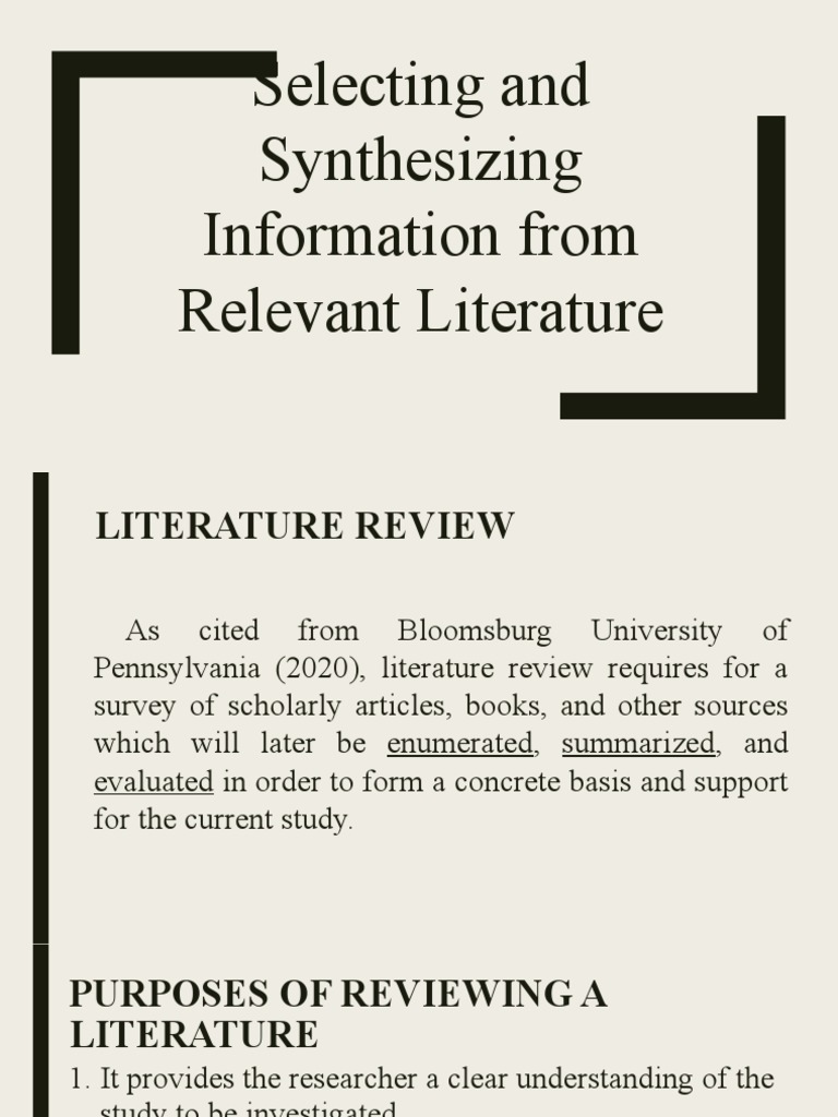6selecting and Synthesizing RRL | PDF | Concept | Scientific Method