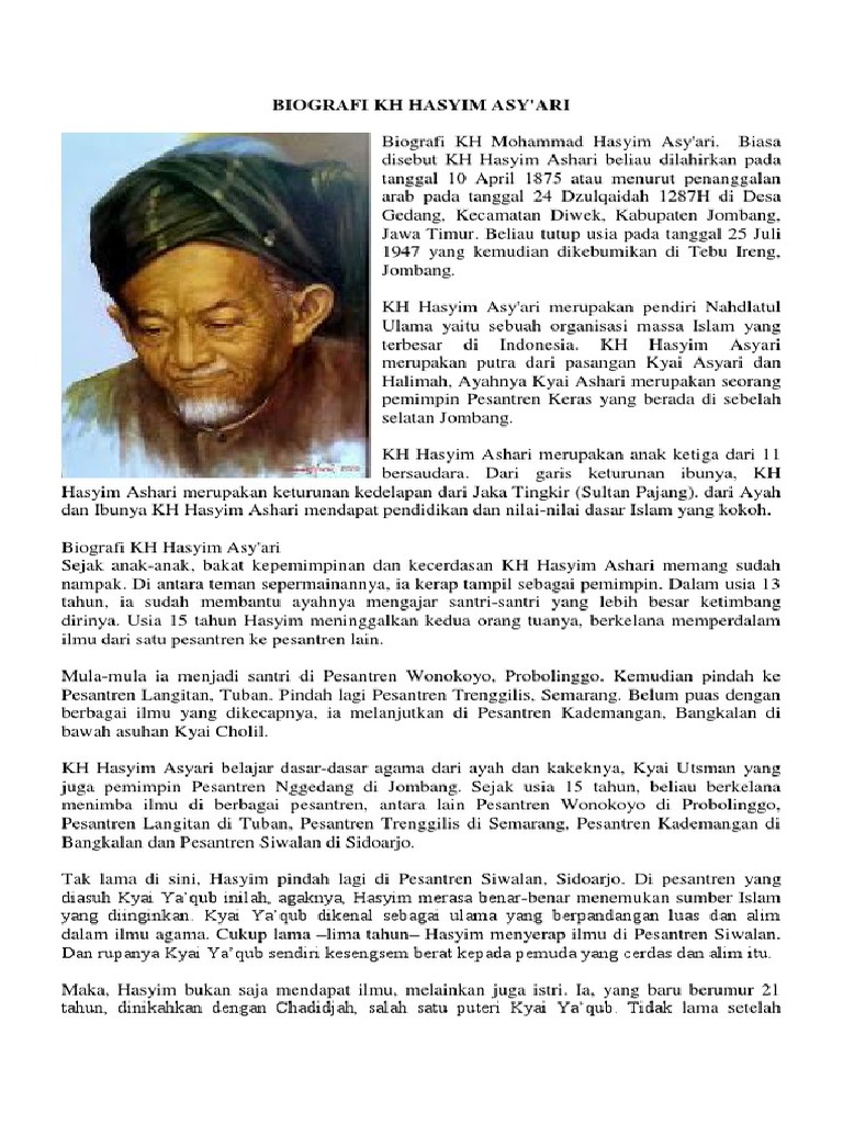 Biografi KH Hasyim Asy - JPG | PDF