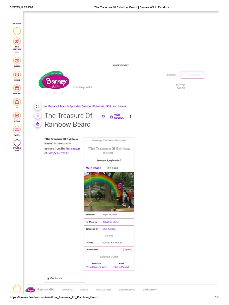 The Treasure of Rainbow Beard - Barney Wiki - Fandom | PDF | Fandom
