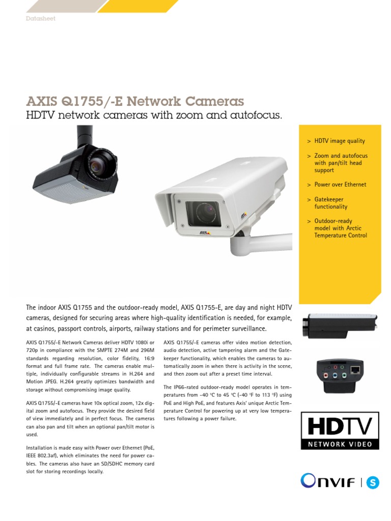 Axis q1755 e Network Cameras en US 202333 | PDF | Camera | High Definition Television