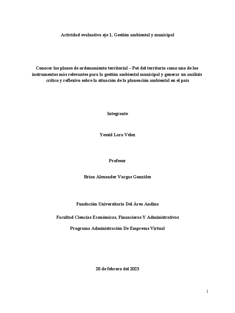 Gestion Ambiental y Municipal - Yessid | PDF | Entorno natural