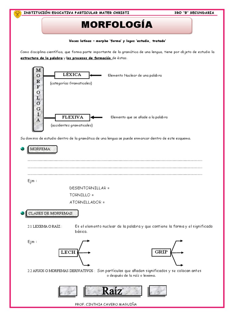 La Morfología para 3RO de Secundaria | PDF | Palabra | Relaciones ...