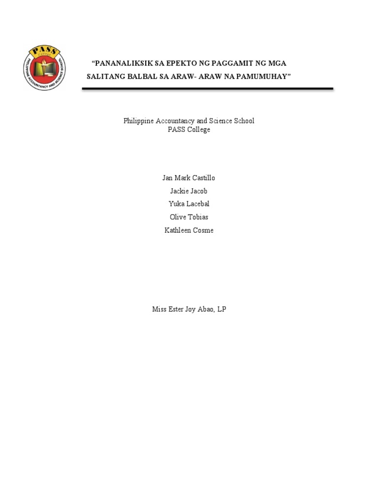 Kabanata 1 To 5 | PDF