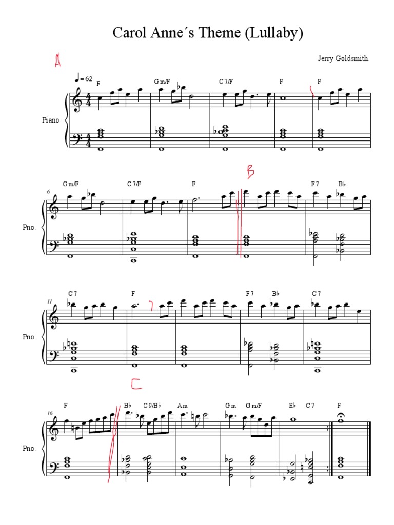 Caro Anne's Theme (Goldsmith) | PDF
