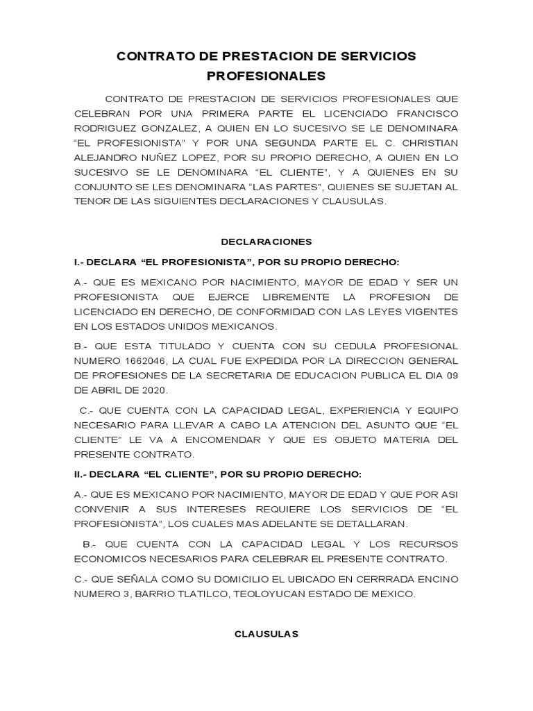 Contrato de Prestacion de Servicios Profesionales | PDF | Gobierno | Justicia