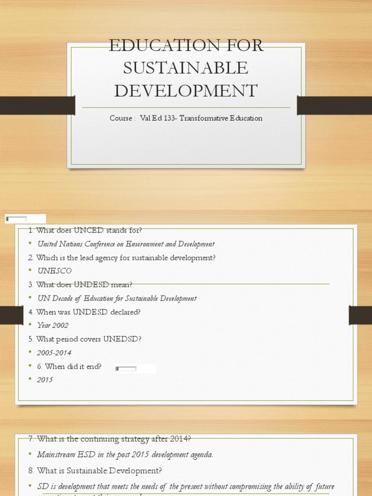 Education For Sustainable Development Exercises PDF | PDF | Sustainable ...
