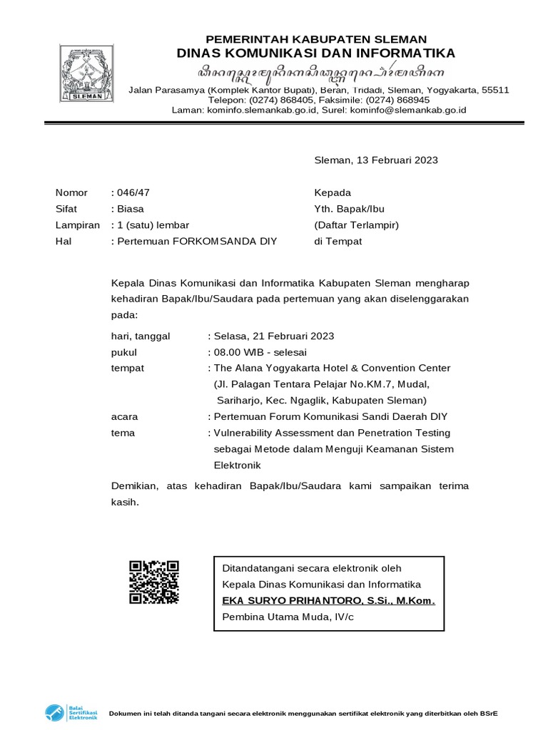 Forkom Surat Undangan Peserta | PDF | Komputer