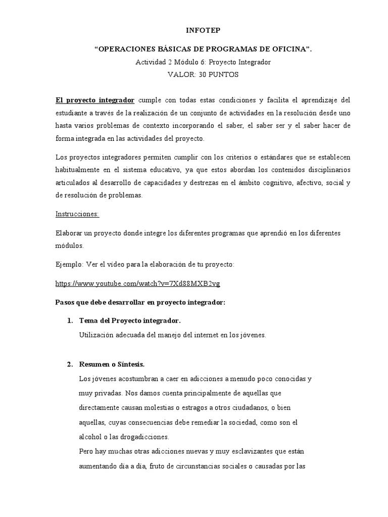 Actividad 2 Mód. 6 Proy. Integrador | PDF