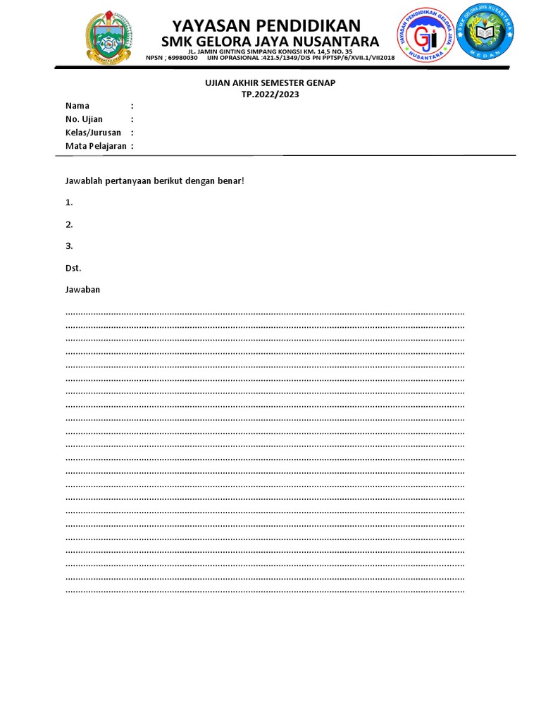 Format Soal Dan LJK | PDF