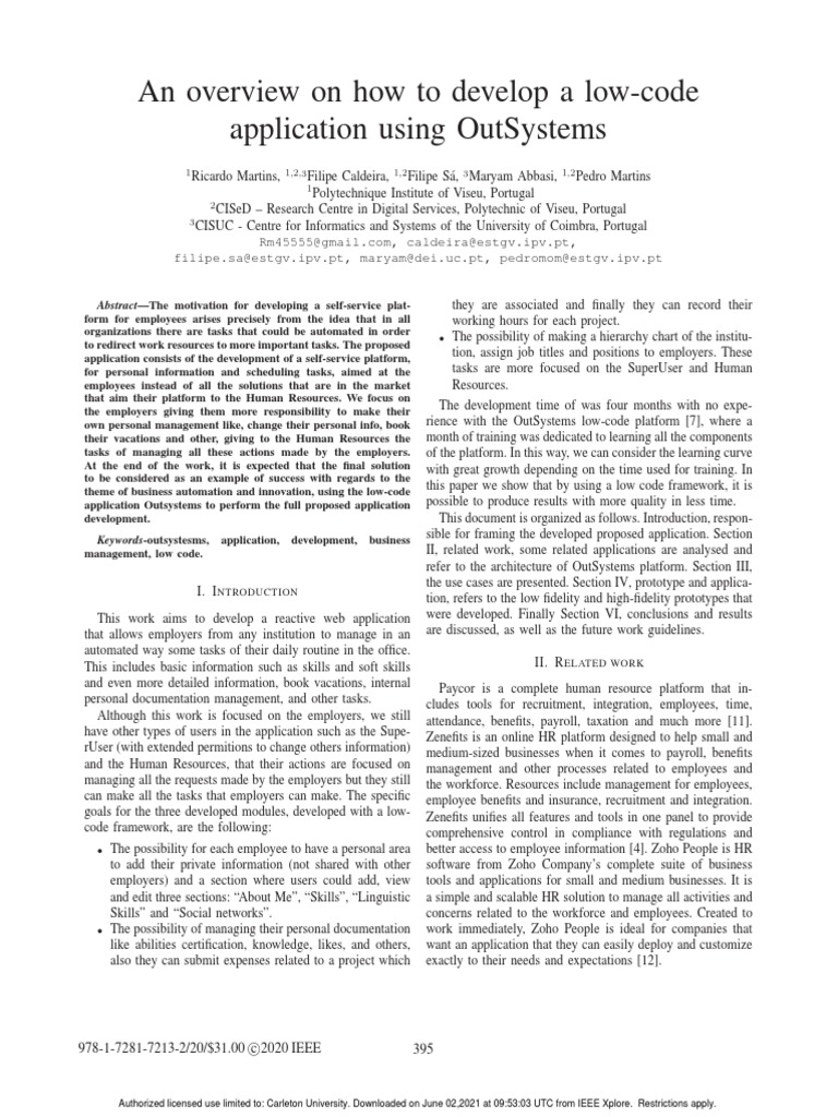 An Overview on How to Develop a Low-code Application Using Outsystems | PDF | Databases ...