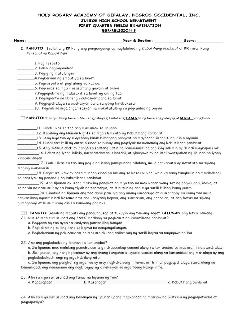 1ST Prelim Exam 2022-2023 | PDF